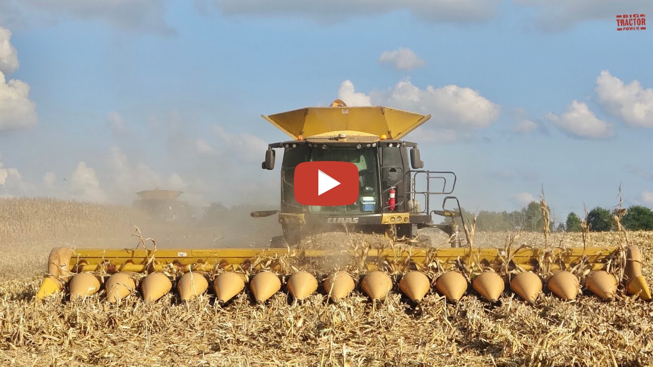 bigtractorpower -- 2x CLAAS LEXION 760 Terra Trac with a 16 Row Corn Head - These 503 hp 385 bu ...