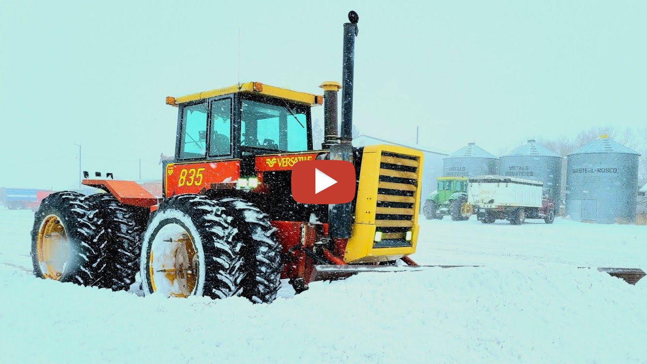 Pushing snow with the Versatile 835! Wintertime in Canada....... South ...