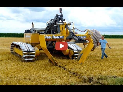Inter-Drain GP-Series trenchless drainage V plow installing perforated ...