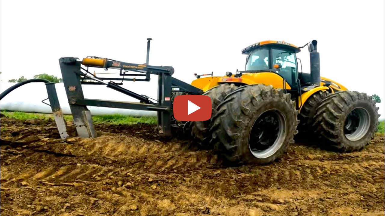 CAT Challenger & Tile Plow Show Up! Tilliging with New Holland tractor ...