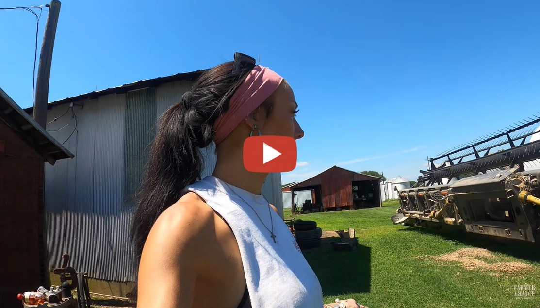 Farmer Grayce -- Getting the bean head ready to go for harvest! She don't need much before we ...