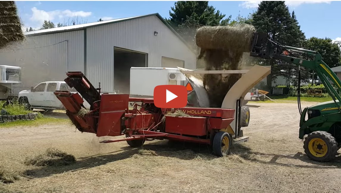 Re-baling round bales with John Deere tractors and New Holland baler ...