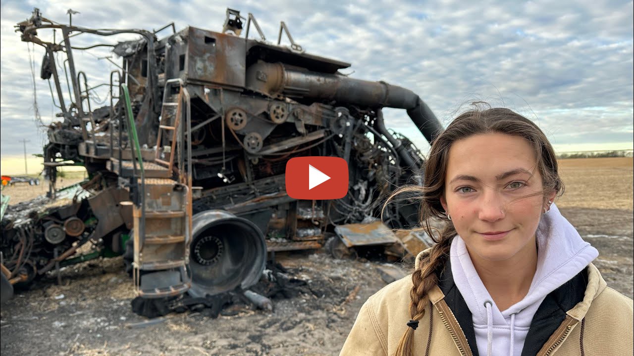 Laura Farms -- Field Fire In Standing Corn - John Deere harvester burnt ...