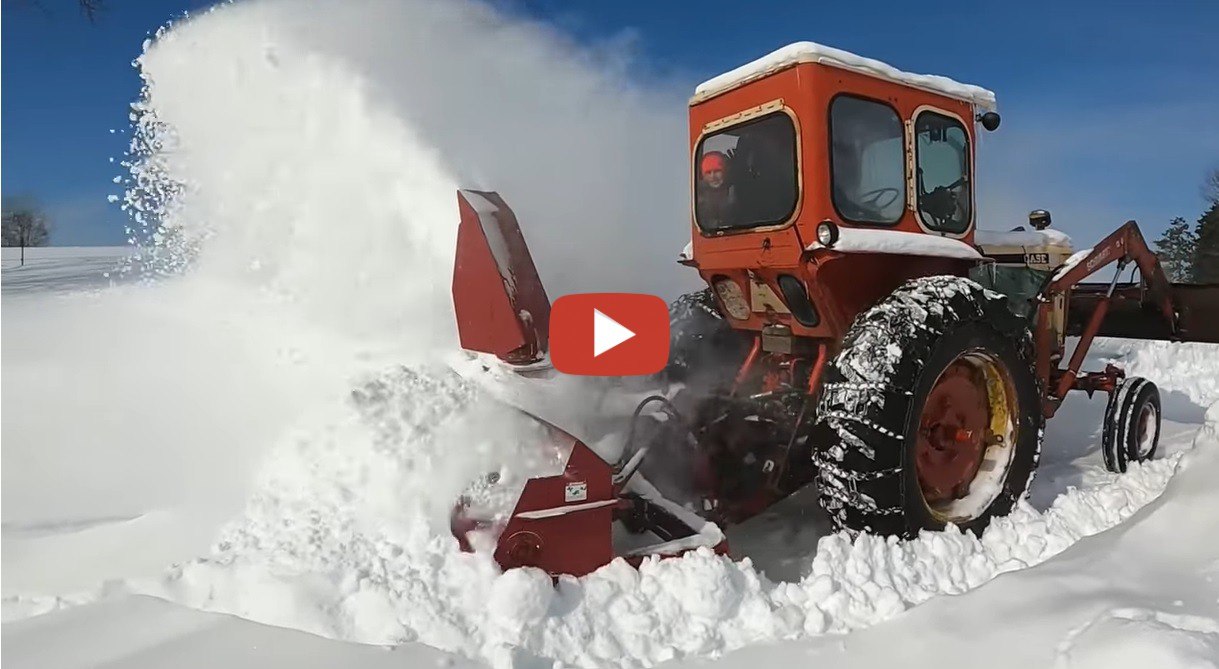 Trinity Dairy -- Cleaning Up After Snowstorm -- Alan starts up the 830 ...