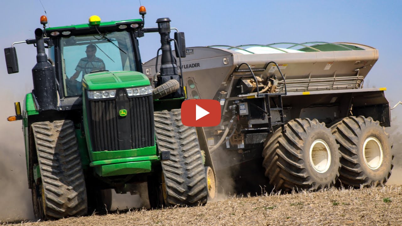 Tractor Chasers -- Spreading Fertilizer with John Deere 9520RX and New Leader NL345 Floater. The ...