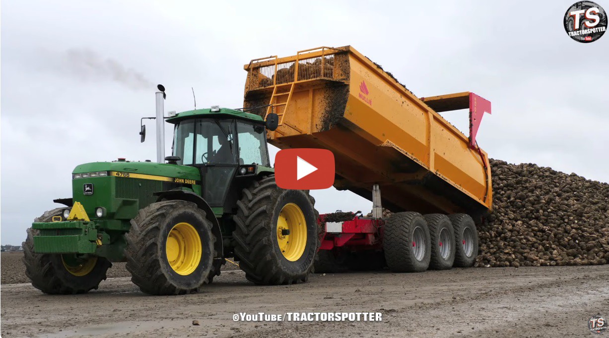 John Deere 4755 with a Open Pipe -- Sugar Beet harvesting at Goense ...