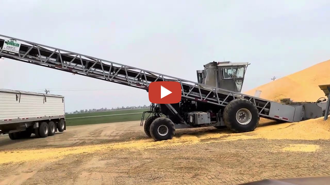 Picking Up The Corn Pile --Using a grain gobbler to pick up a corn pile ...