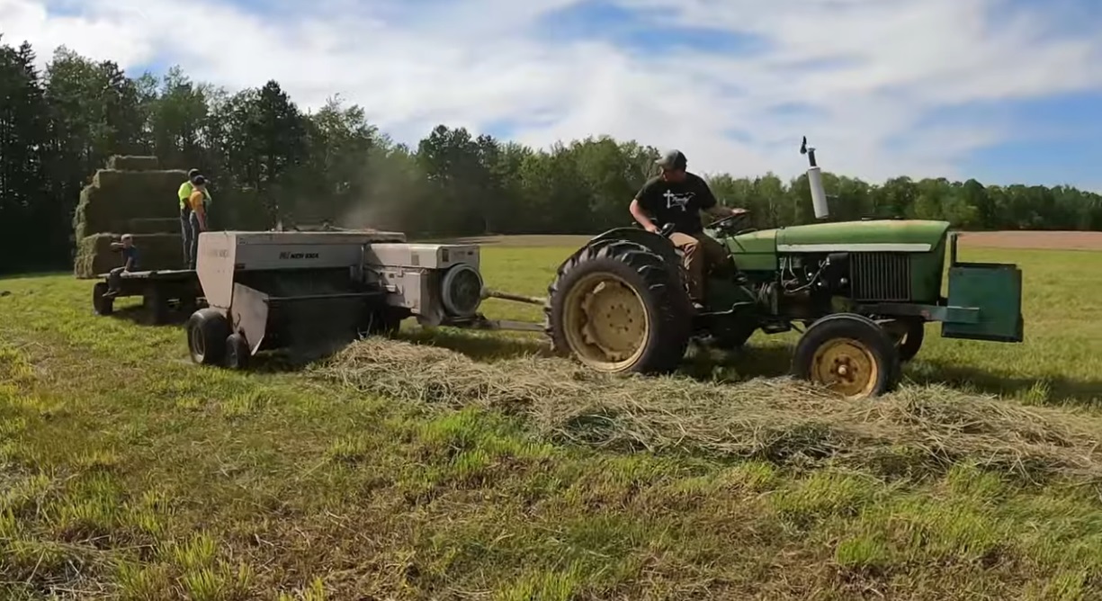 Trinity Dairy -- Square Baling First Crop Hay/820 John Deere and New ...