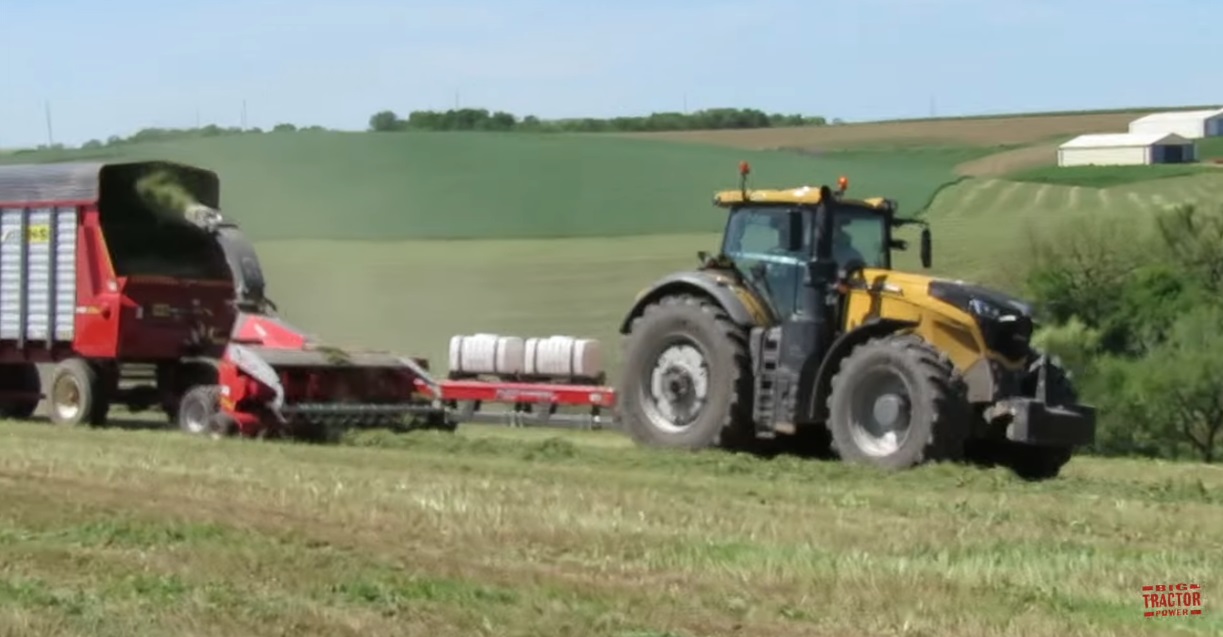 Big Tractor Power is out in the field with 396 hp CHALLENGER 1038 tractor chopping alfalfa with ...