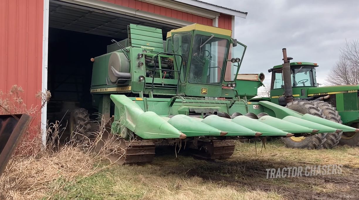 Watch this John Deere 6600 combine battle the mud to finish corn ...